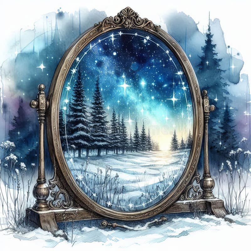 Stargazer S Mirror of Winter Stock Illustration - Illustration of ...