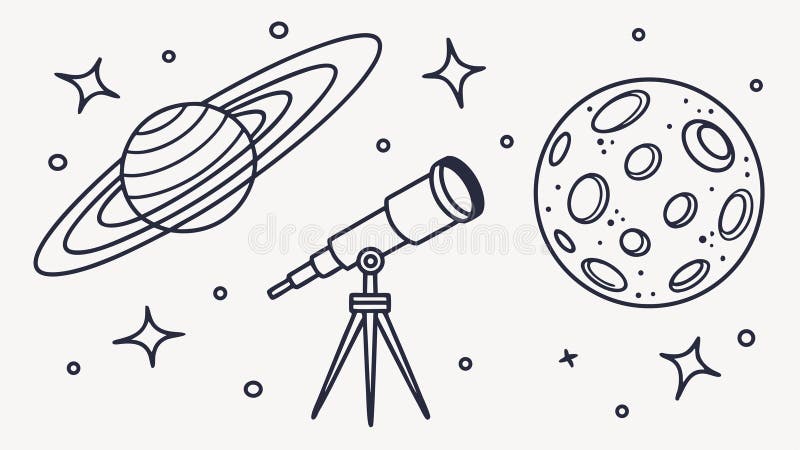 Stargazing Telescope and Celestial Objects, Vector Design Generative AI ...