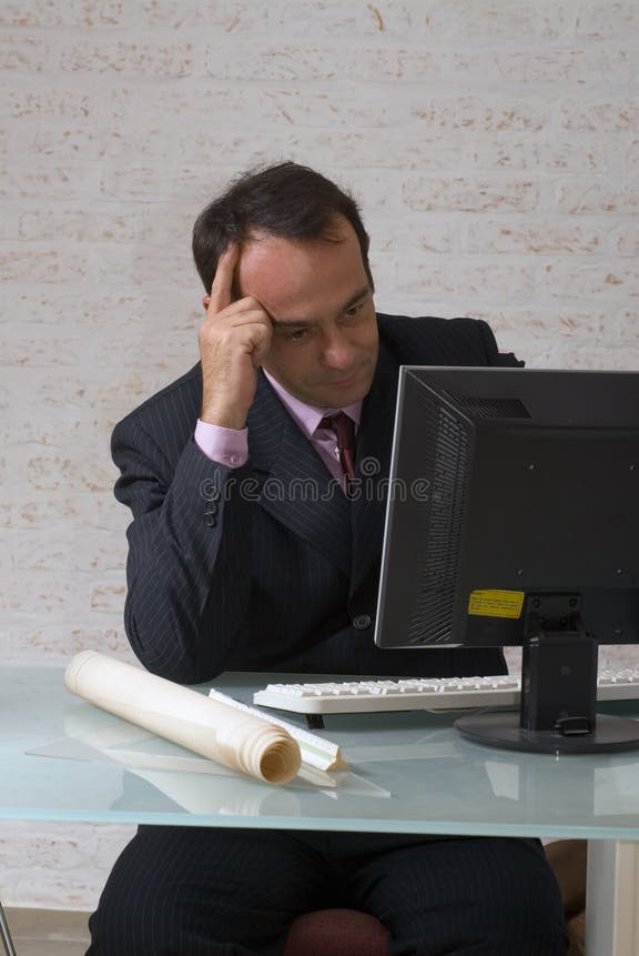 Staring at a Computer stock photo. Image of work, thinking - 5114762