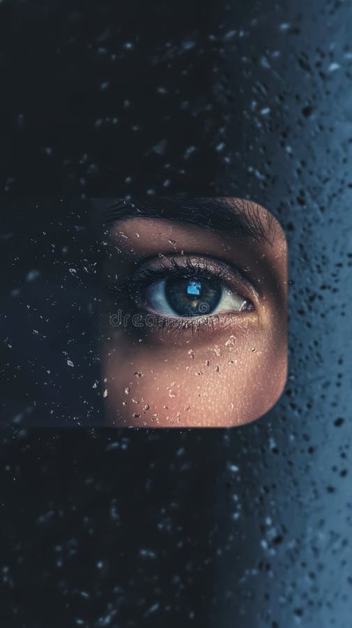 Staring through the Mask As Rain Drops Create a Dramatic Ambiance on ...
