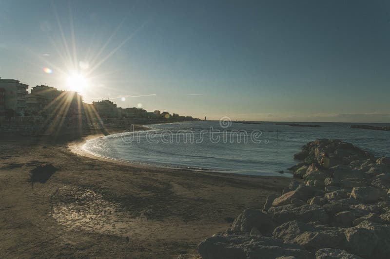 Staring at the sun stock image. Image of shoreline, sandy - 99770099