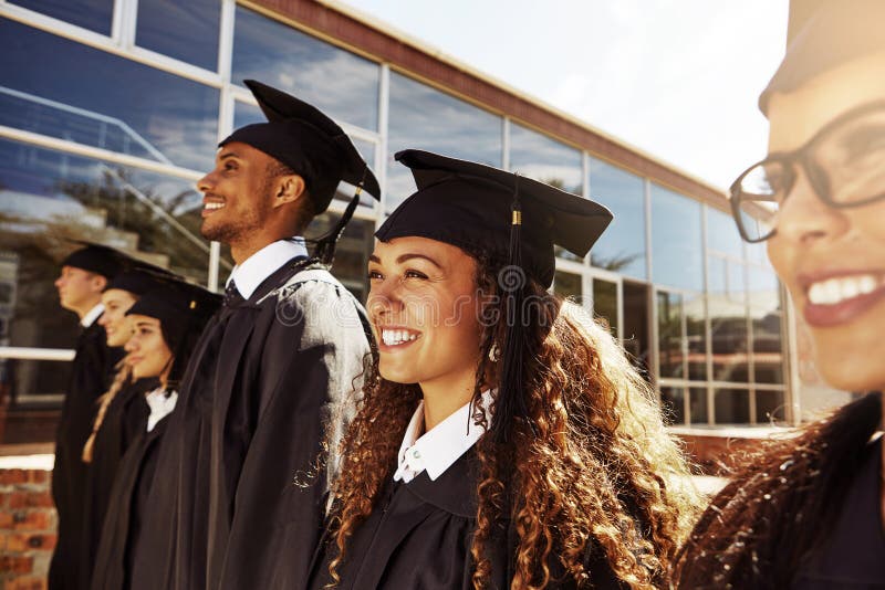 Staring Towards a Bright Future. a Group of Smiling University Students ...