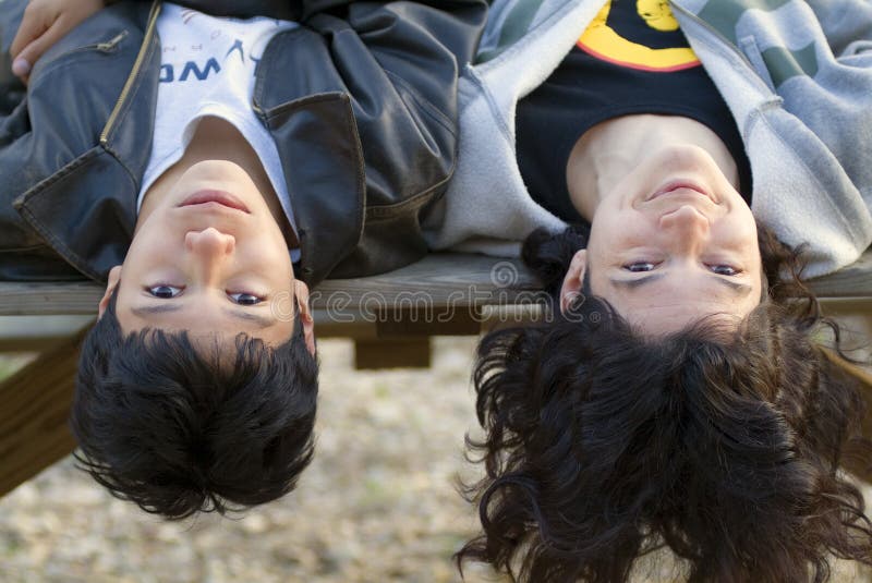 Staring Upside-down stock photo. Image of girl, smiling - 6804374