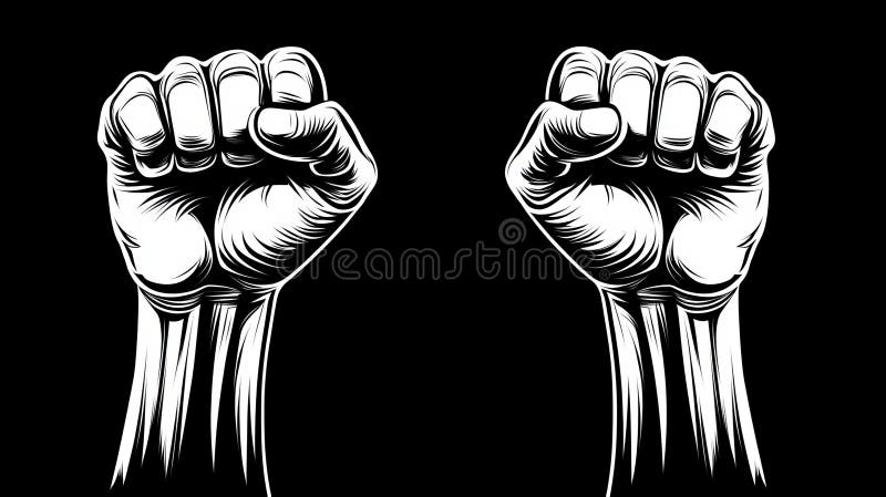 A Stark Black Background Serves As the Setting for Two White Fists ...