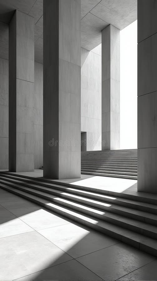 Striking Monochrome Image of a Brutalist Structure Featuring Bold ...