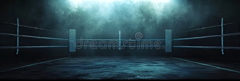 Illuminated Dark Boxing Ring Amidst a Fight Night. Generative AI. Stock ...