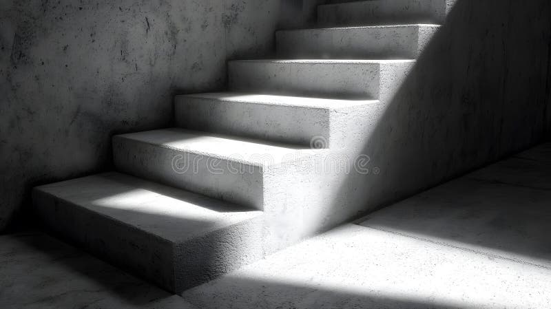Stark Concrete Stairs with Dramatic Light Play. Stock Illustration ...