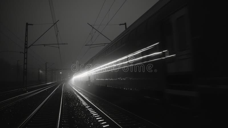 The Stark Contrast between the Dark Silhouette of a Passing Train and ...
