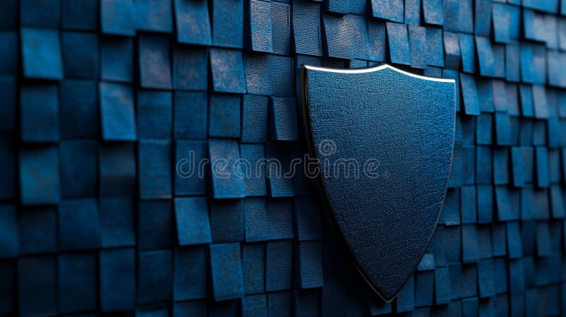 Stark Contrast, Metallic Shield Mounted on a Black Wall, Embracing ...