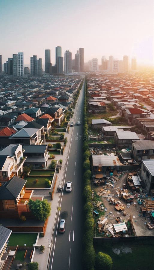 Stark Contrast: Wealth Vs. Poverty in a Single Frame. Stock ...