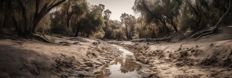 A Stark and Evocative Image of a Dry Riverbed, Showing the Devastating ...
