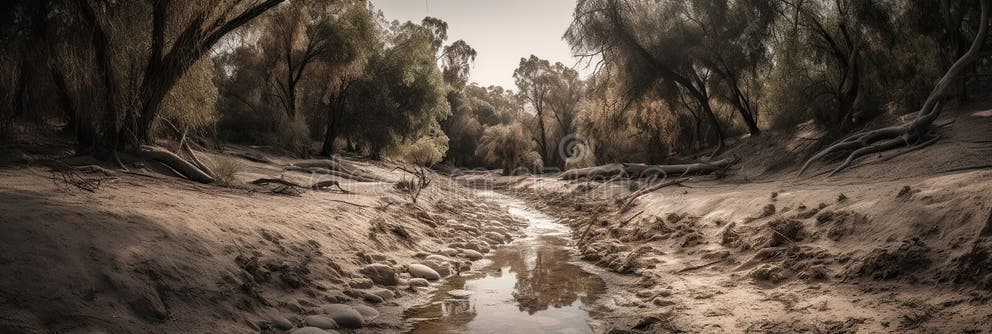 A Stark and Evocative Image of a Dry Riverbed, Showing the Devastating ...