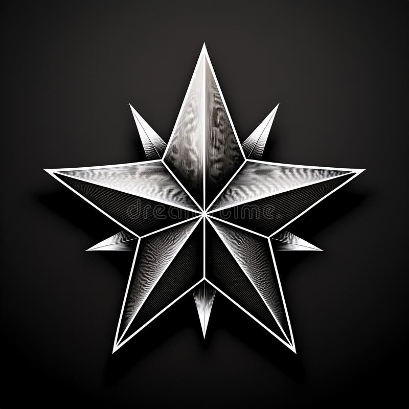 Five Point Military Style Star Design on a Plain Black Background with ...