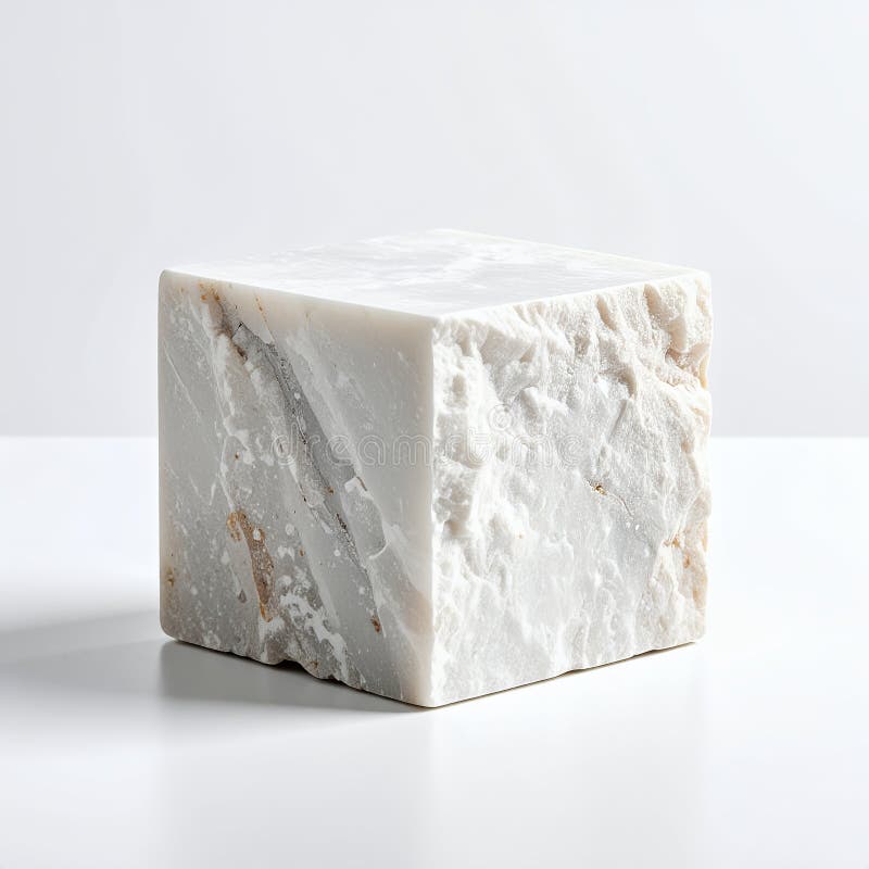 Sculpted Stone Cube, Marble Texture, Abstract Form, Mineral Pattern on ...