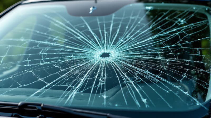 Shattered View: Damaged Windshield Symbolizing Insurance Claim ...