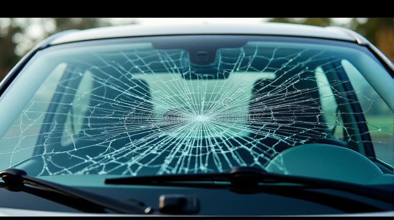 Shattered View: Damaged Windshield Symbolizing Insurance Claim ...