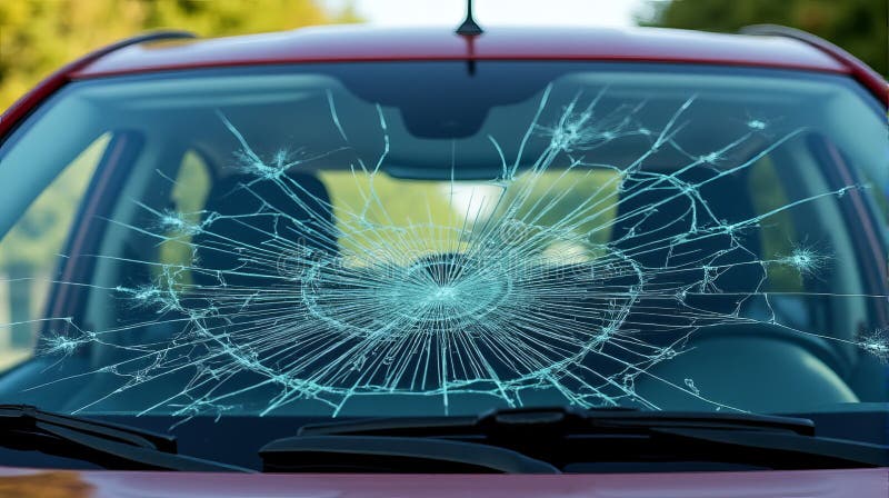 Shattered View: Damaged Windshield Symbolizing Insurance Claim ...