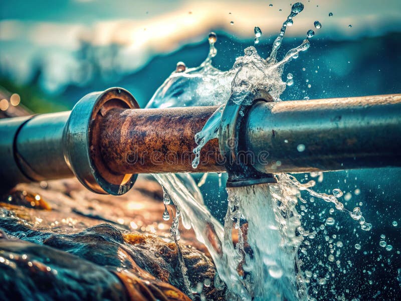 Industrial Pipeline Burst Minimalist View of a Water Damage Crisis ...