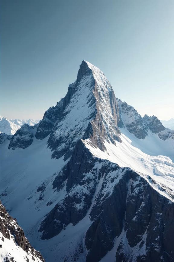 Stark Monochrome Mountain Peak, Digital Snow Texture, Technology ...