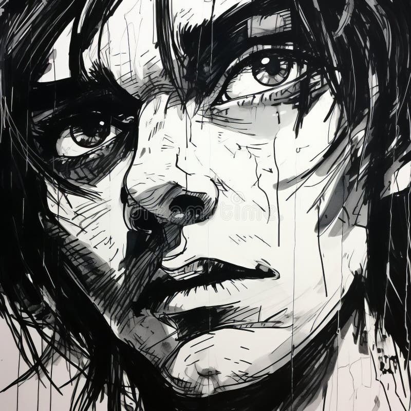 Stark and Sketchy Portrait of Peter with Distorted Perspective Stock ...