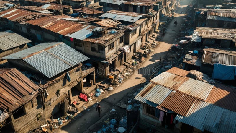 Stark Urban Realities: Overhead View of a Run-Down Slum Stock Photo ...