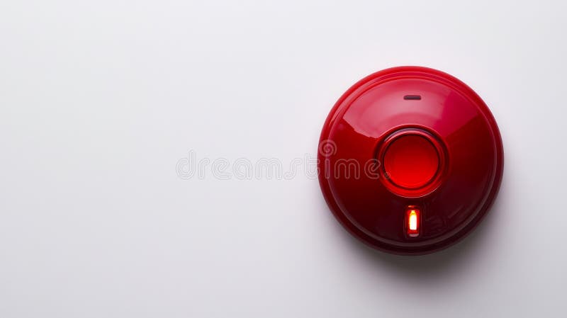 Loud Fire Alarm Ringing with Flashing Alert Light Against a Plain ...