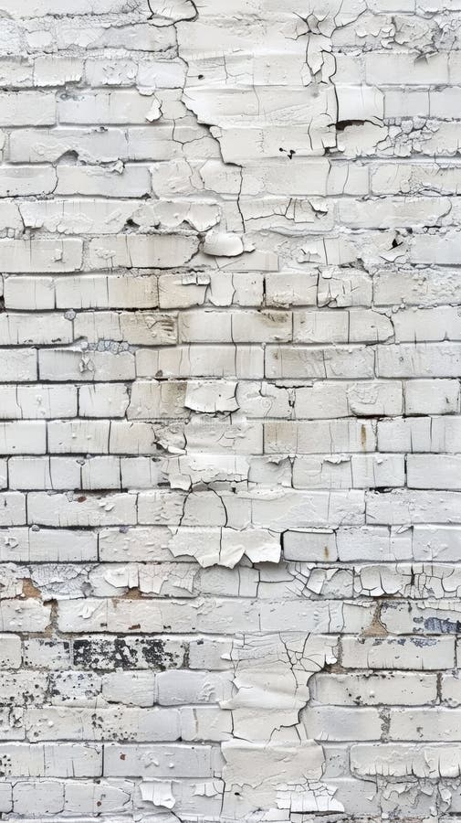 Stark White Brick Wall with a Textured Surface from Peeling Paint and ...