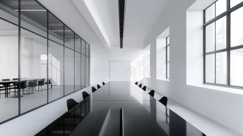 Stark White Conference Room with Stark Decor Stock Image - Image of ...