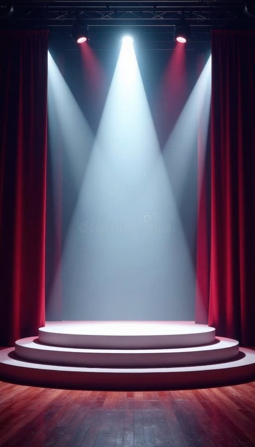 Stark White Light on a Vacant Elevated Stage Area , Stage, Bright ...
