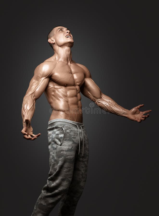 Starkes Athletisches Mann-Eignungs-Modell Torso, Das Sechs Satz-ABS ...