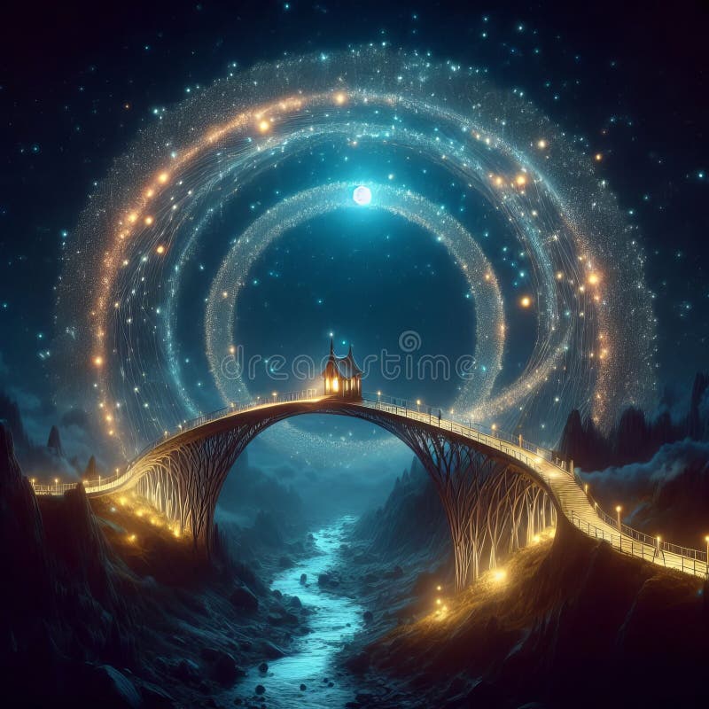 The Starlight Bridge a Bridge Made of Starlight Connects Two Wor Stock ...