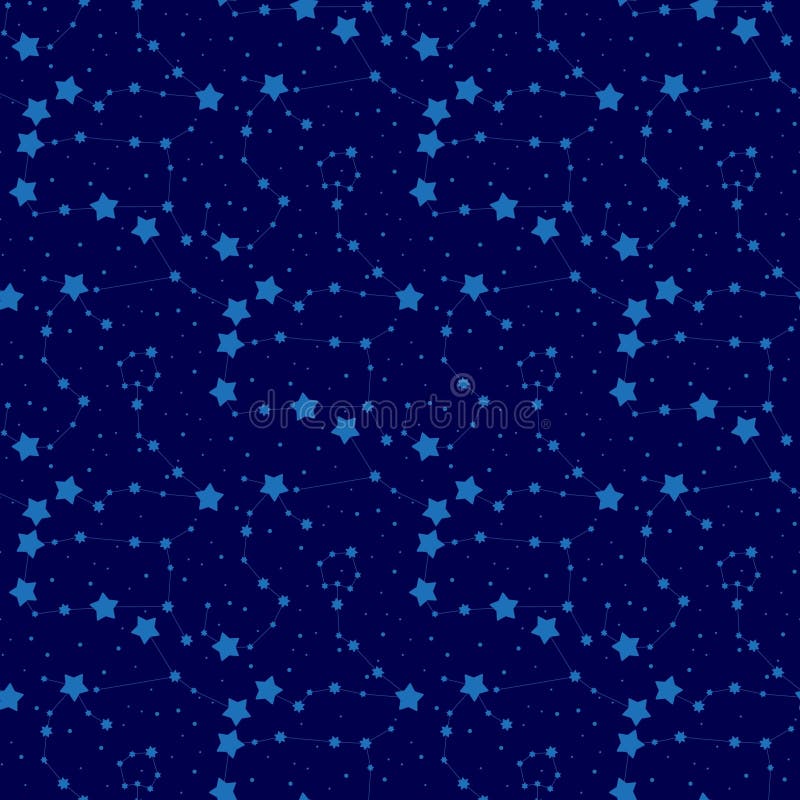 Starlight Constellations Seamless Pattern Vector Illustration. Magic ...
