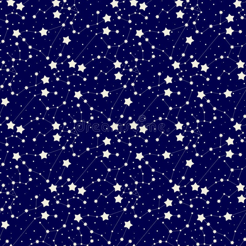Starlight Constellations Seamless Pattern Vector Illustration. Magic ...
