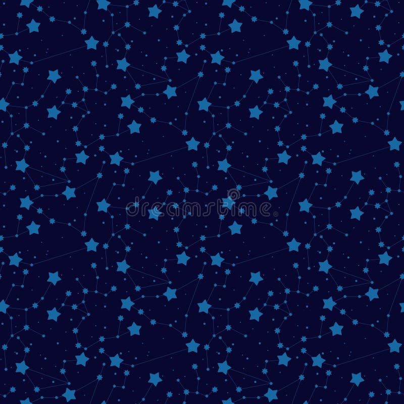 Starlight Constellations Seamless Pattern Vector Illustration. Magic ...