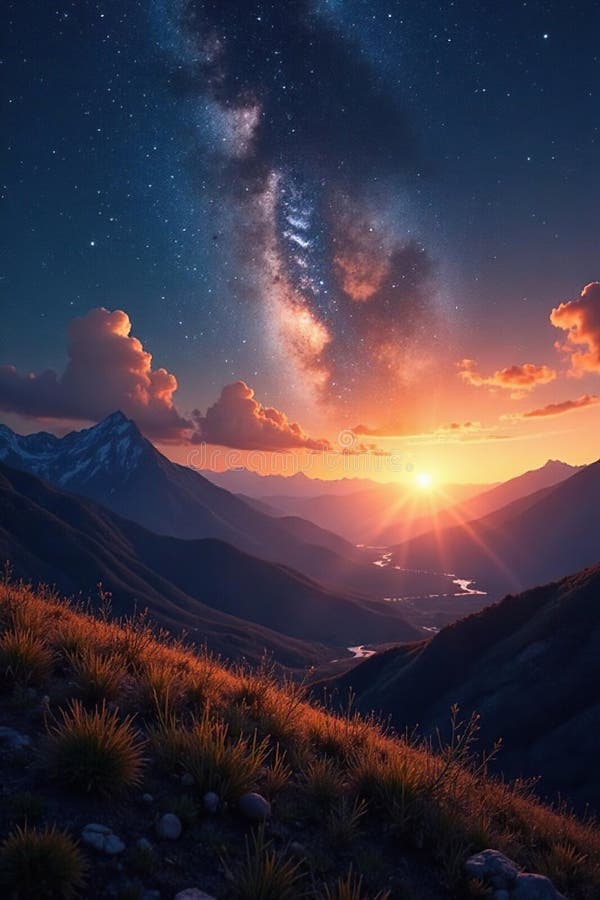 Starlight Descends upon a Quiet Landscape with Golden Glow, Glow ...