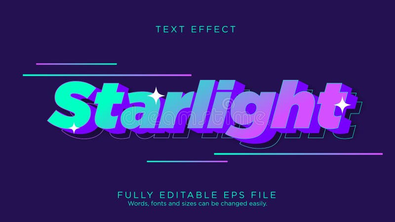 Starlight Glow Text Effect Font Type Stock Vector - Illustration of ...