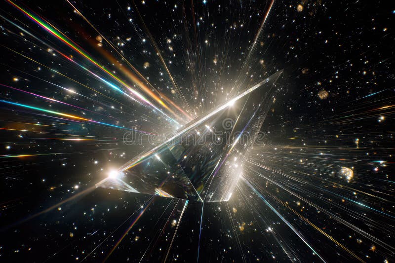 Starlight Refracted through a Crystal Prism Creating Vibrant Rainbow ...