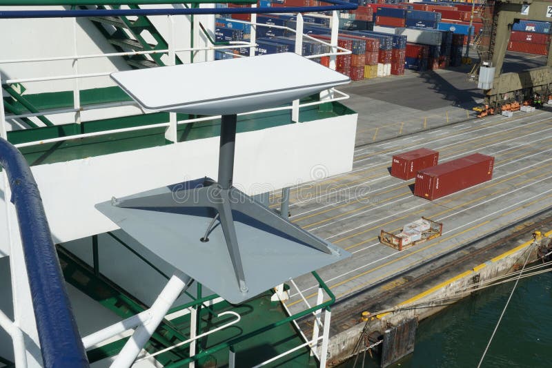 A Starlink Antenna is Installed on the Bridge Wing of a Container Ship ...