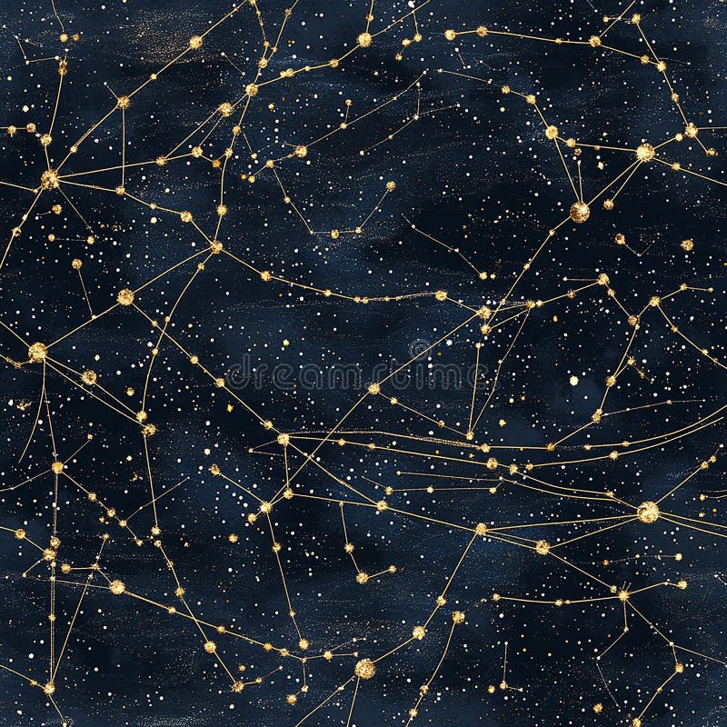 Starlit Constellations Seamless Pattern Design Stock Illustration ...