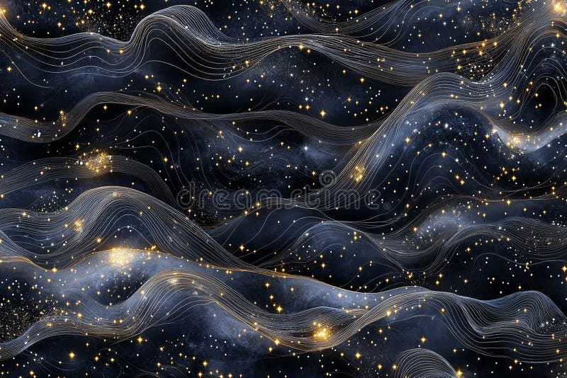 Starlit Constellations Seamless Pattern Design Stock Illustration ...
