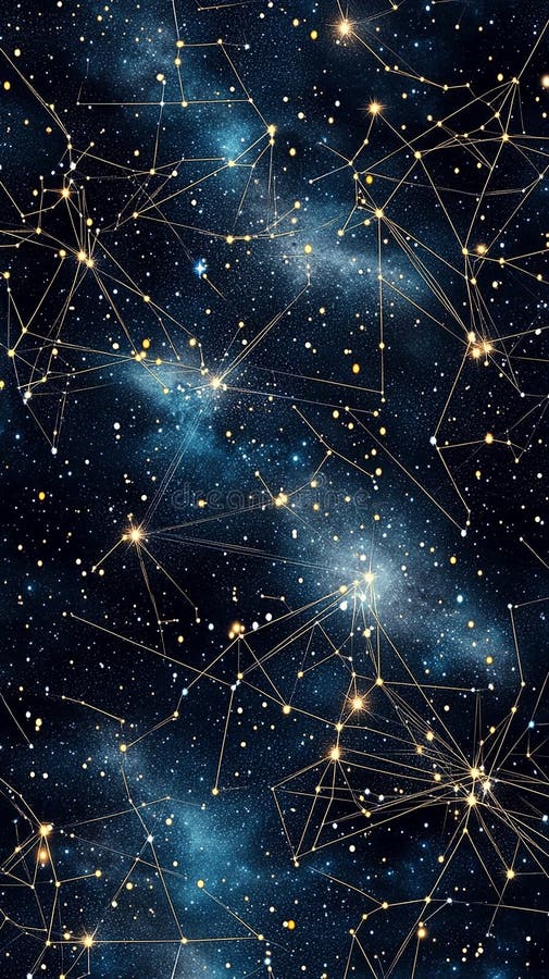 Starlit Constellations Seamless Pattern Design Stock Illustration ...