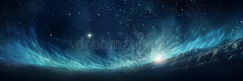 Starlit Sky with Celestial Aurora. Astronomical Illustration. Galactic ...