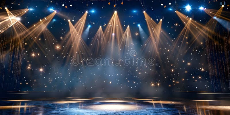 Starlit Stage: Spotlight Illumination Background, Stage Lights and ...