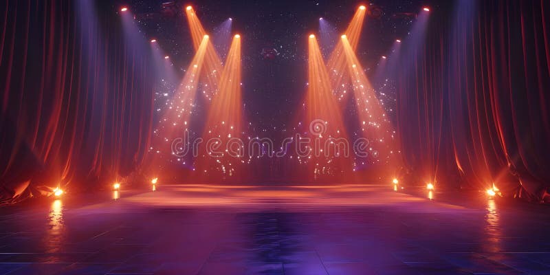 Starlit Stage: Spotlight Illumination Background, Stage Lights and ...