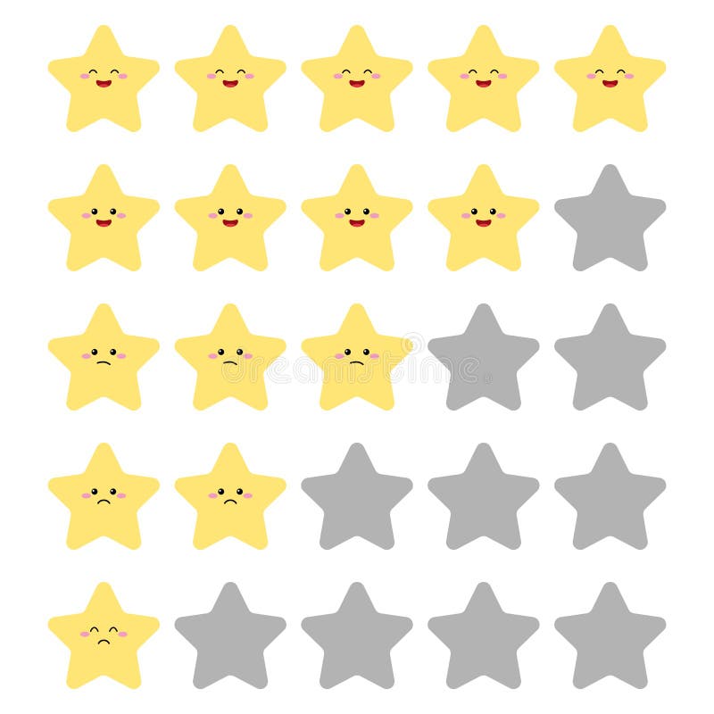 Set of Cute Stars Rating. Different Grades from One To Five Stars ...