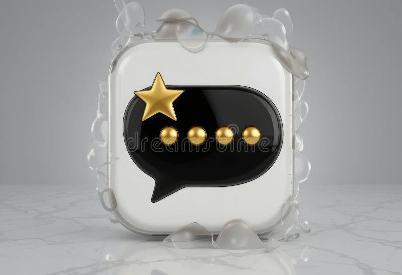 Starred Chat Icon with Bubble Border for Notification or Rating Stock ...