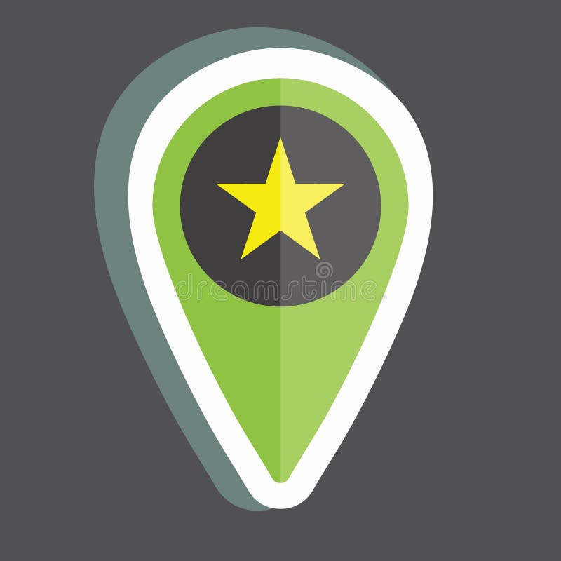 Starred Location Sticker in Trendy Isolated on Black Background Stock ...
