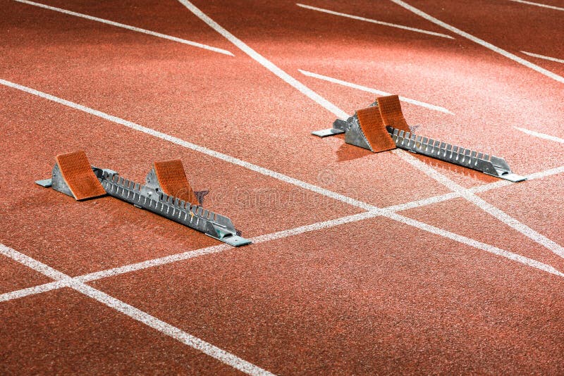 Starrting Blocks at Cindertrack of Athletics Stadium Stock Photo ...