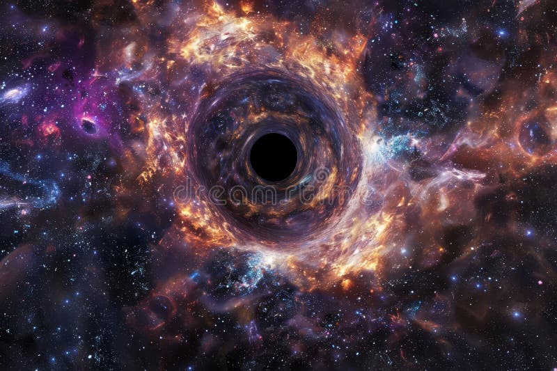 Starry Abstract Space Wallpaper with a Black Hole in the Center Stock ...