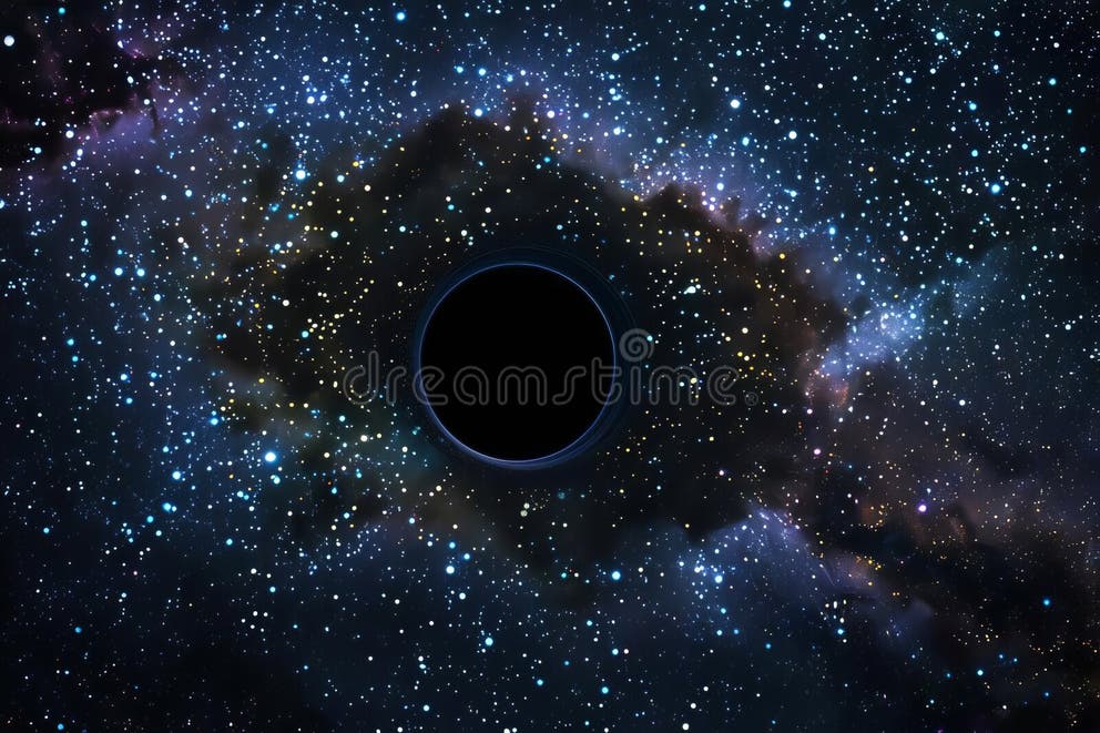 Starry Abstract Space Wallpaper with a Black Hole in the Center Stock ...